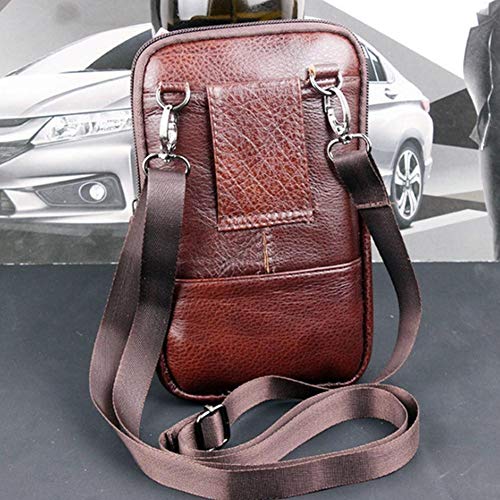 KRONDO Men's Leather Handbag Bag Small Crossbody Shoulder Bags Phone Wallet Satchel Pocket Camping Casual Daypack-Black