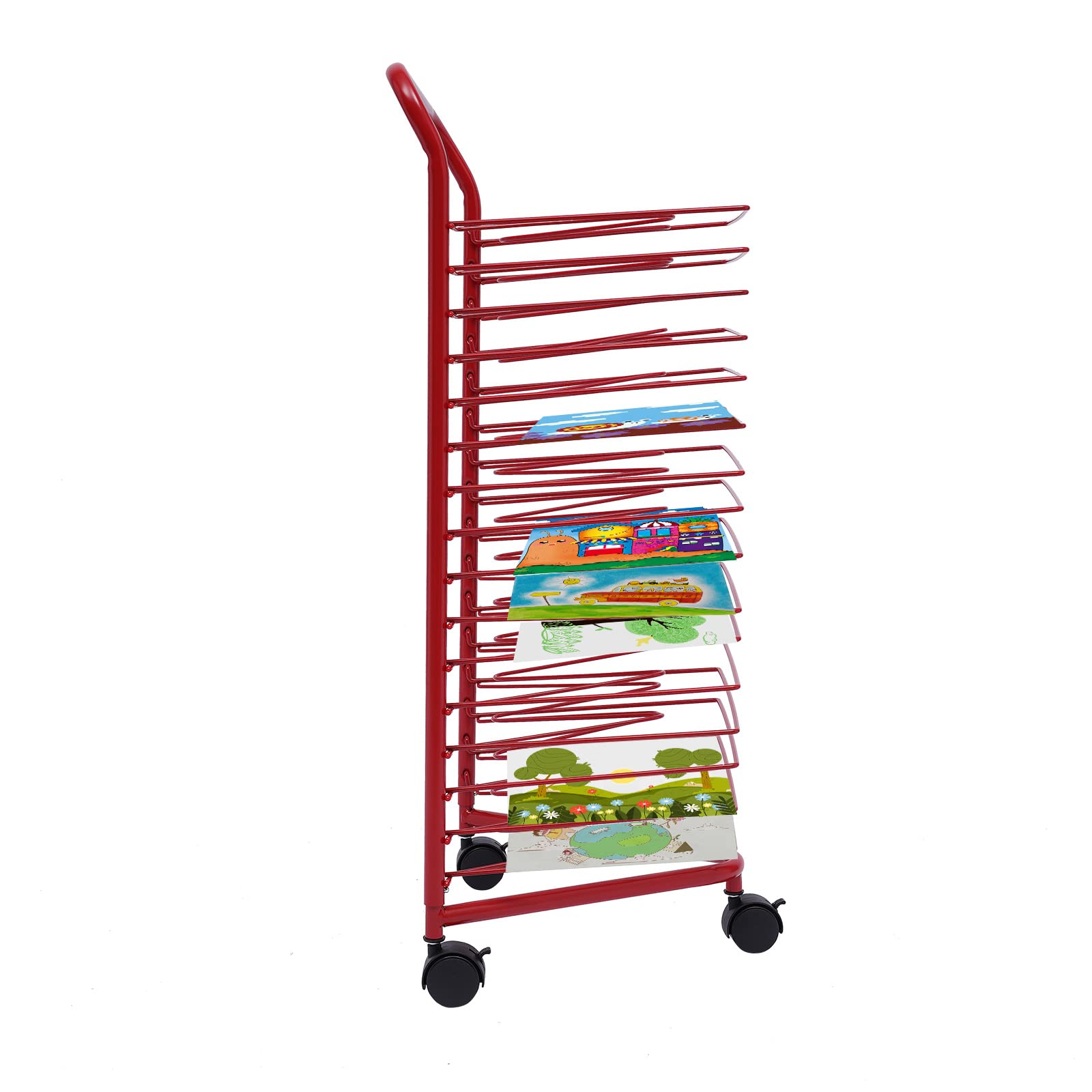 Mobile Art Drying Rack,16 Shelves,Ideal for School/Art Clubs,Height 33 inches,Art Drying Rack for Classroom Paint Drying Rack Art Artwork Storage Display Rack Art Drying Rack with Wheels for Crafts