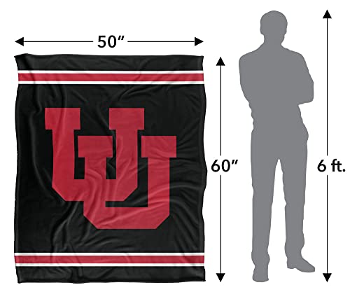 University of Utah Blanket, 50"x60" Primary Logo Stripes Silky Touch Sherpa Back Super Soft Throw Blanket