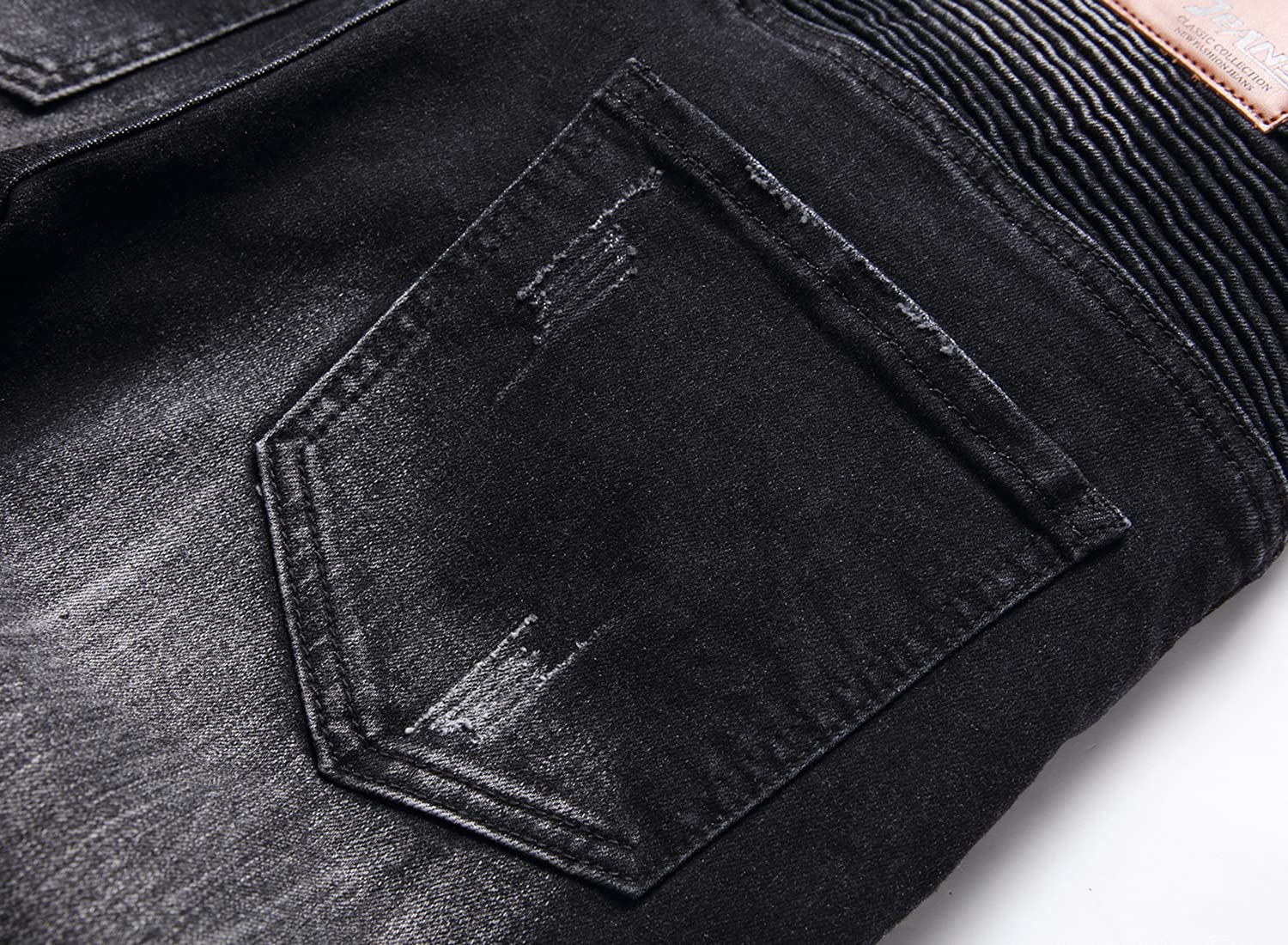 Liuhond Men's Slim Fashion Ripped Straight Holes Stretchy Jeans(36, Dark Grey)