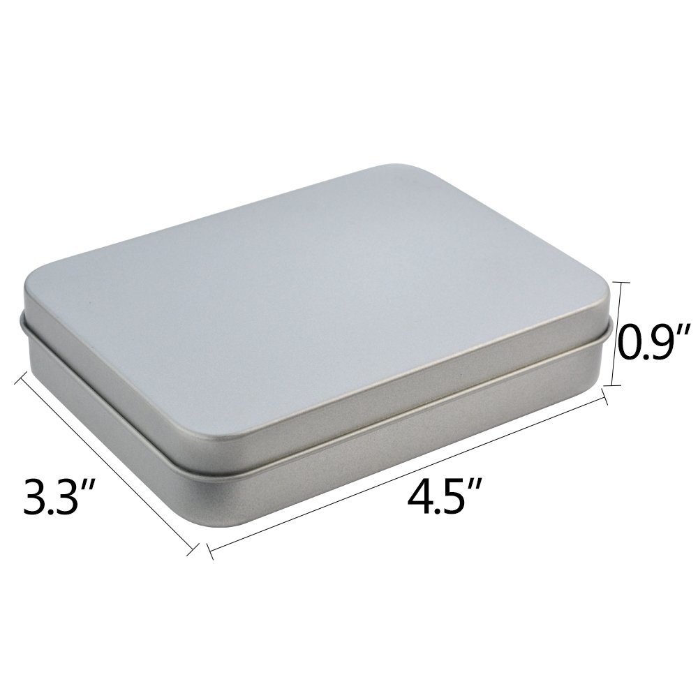 Wobe 12pcs Metal Rectangular Empty Hinged Tins Box Containers 4.5x3.3x0.9 in, Mini Portable Box Small Storage Kit Home Organizer Holders for First Aid Kit, Survival Kits, Storage, Herbs Pills Crafts