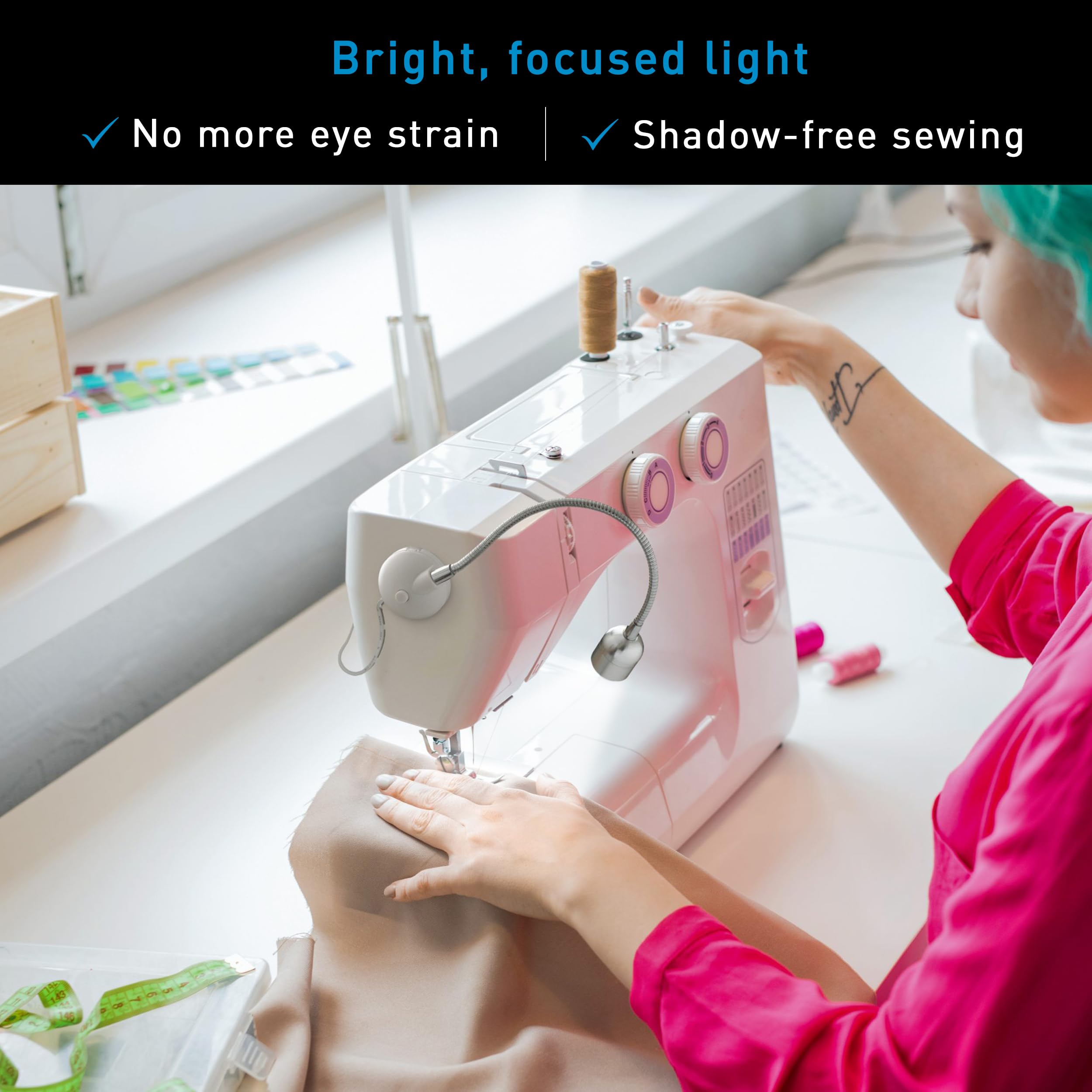 Daylight Naturalight LED Sewing Lamp, White and Silver