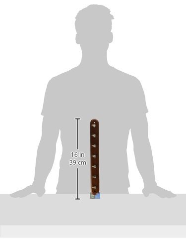 Spectrum Diversified Seven Key Rack with 7 Hooks for Entryway Organization to Hold Leashes Lanyards and More, Walnut