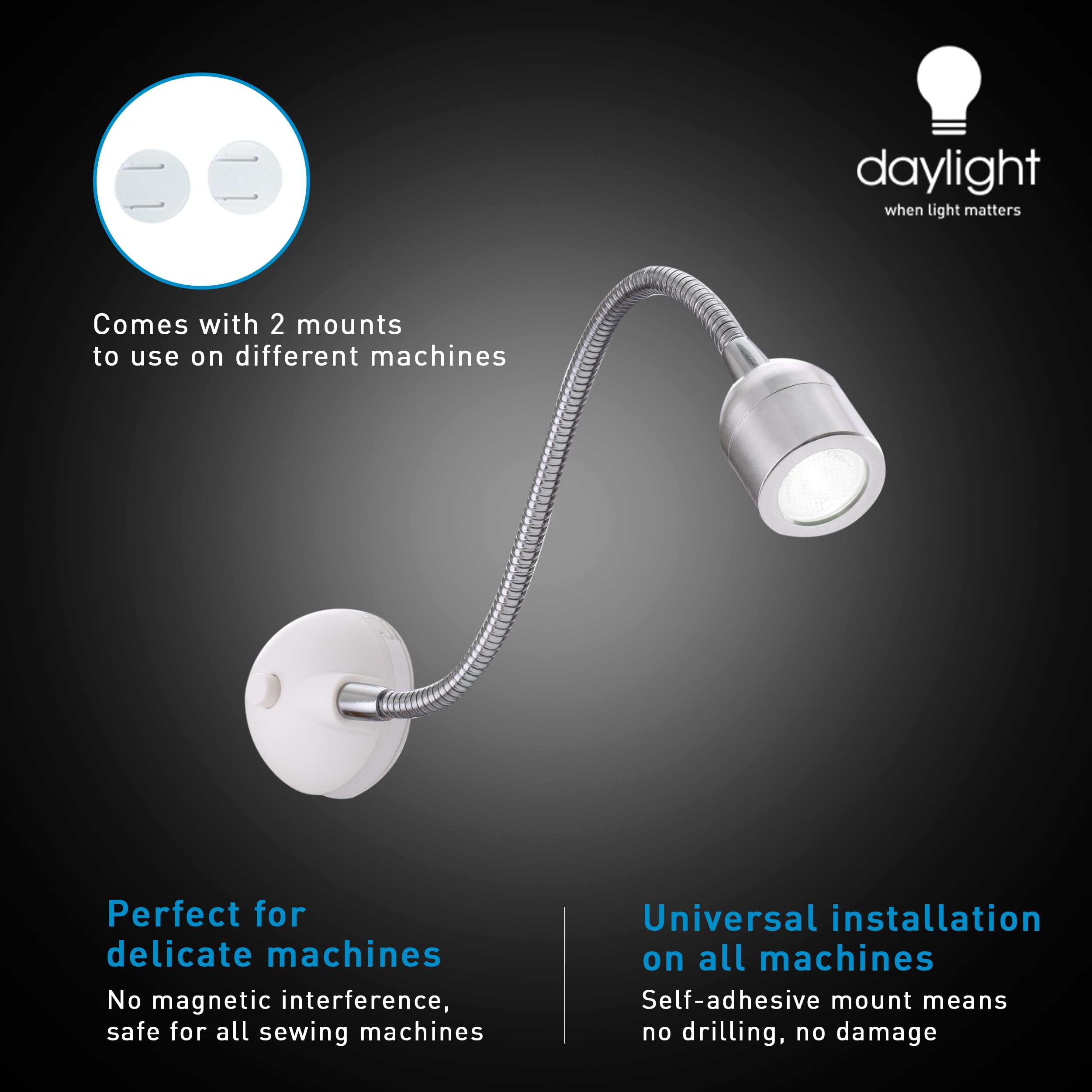 Daylight Naturalight LED Sewing Lamp, White and Silver