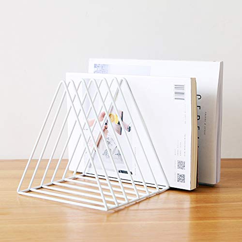Cq acrylic Triangle File Folder Racks and Magazine Holder,10 Lattice Metal Newspaper Holder Magazine File Storage for Office Home Decoration,White