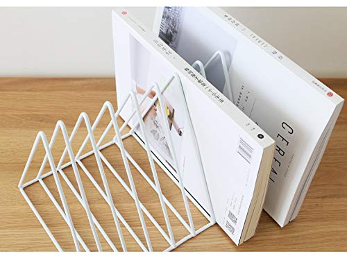 Cq acrylic Triangle File Folder Racks and Magazine Holder,10 Lattice Metal Newspaper Holder Magazine File Storage for Office Home Decoration,White
