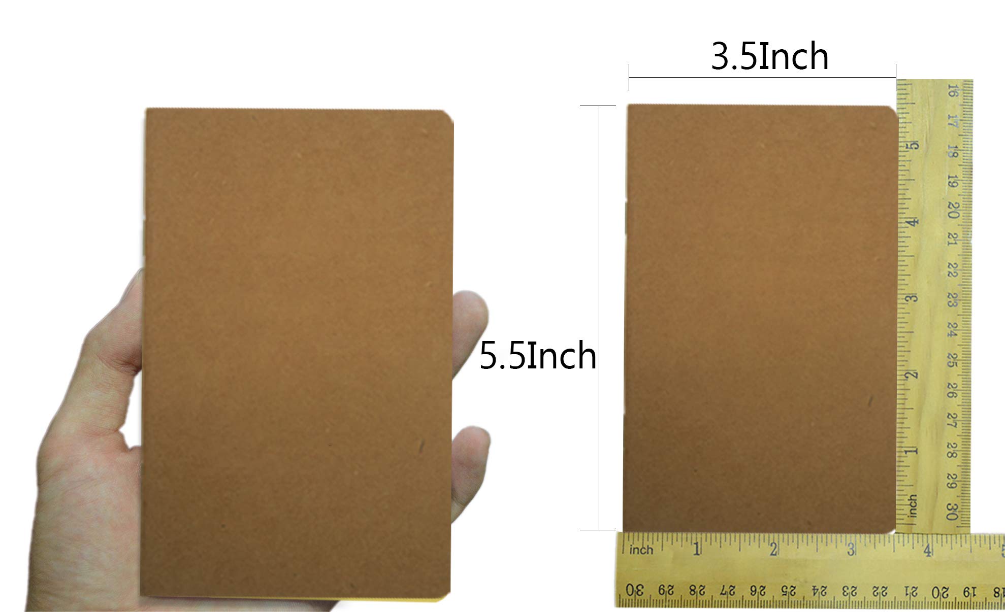 12 Pcs 5.5 Inch x 3.5 Inch Brown Cover Pocket Notebook 32 Sheets (64 Pages) Blank Pages 70 Gsm Paper (Brown, Blank)