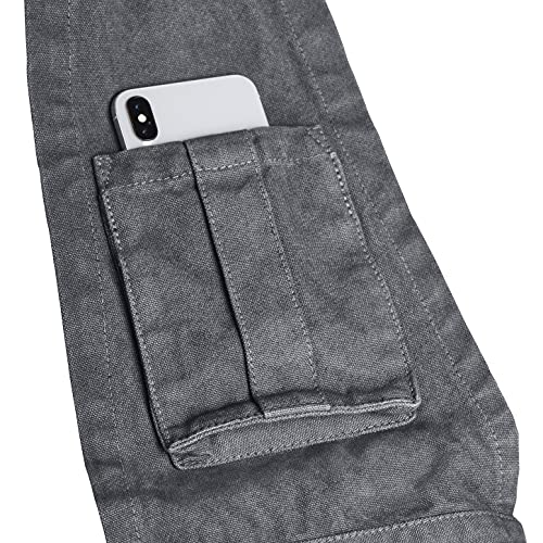 COLONY CO The Farmers Market Bag - Organic Cotton Canvas - Crossbody Sling Design - Cargo Pockets - Comfortable Wide Strap for Easy Carrying - Foldable - Washable - Durable, Strong - Gray - Made