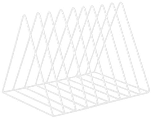Cq acrylic Triangle File Folder Racks and Magazine Holder,10 Lattice Metal Newspaper Holder Magazine File Storage for Office Home Decoration,White