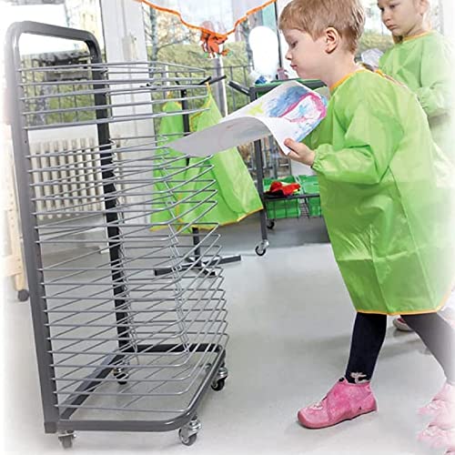 Drying Racks, Mobile Art Drying Rack with Wire Shelves for Works of Art, Black Powder Coated Finish, Ideal for Schools and Art Clubs, Easy Moving with Rollingers/35-Layer