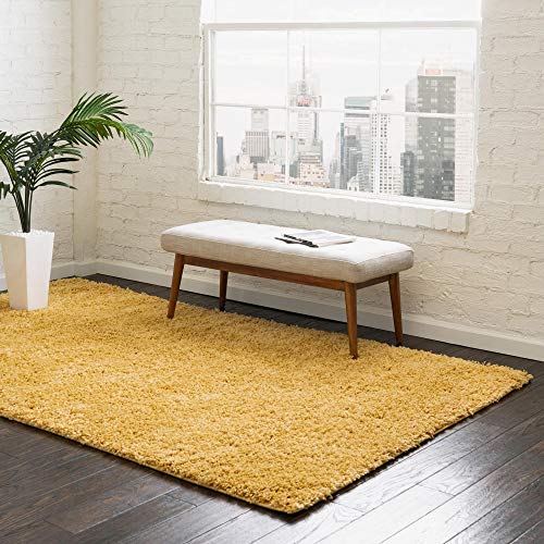 Rugs.com Everyday Shag Rug – Yellow 2x3 Shag Rug Perfect for Entryways, Kitchens, Breakfast Nooks and More