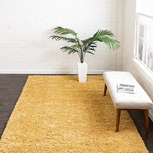 Rugs.com Everyday Shag Rug – Yellow 2x3 Shag Rug Perfect for Entryways, Kitchens, Breakfast Nooks and More