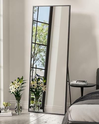 YSSOA Full Length Mirror 65" x22, Floor Mirror, Standing Mirror, Leaning Mirror, Full Body Mirror, Large Mirror, Bedroom Mirror with Aluminum Frame, Black