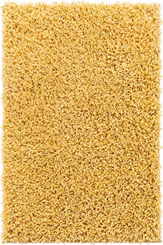 Rugs.com Everyday Shag Rug – Yellow 2x3 Shag Rug Perfect for Entryways, Kitchens, Breakfast Nooks and More