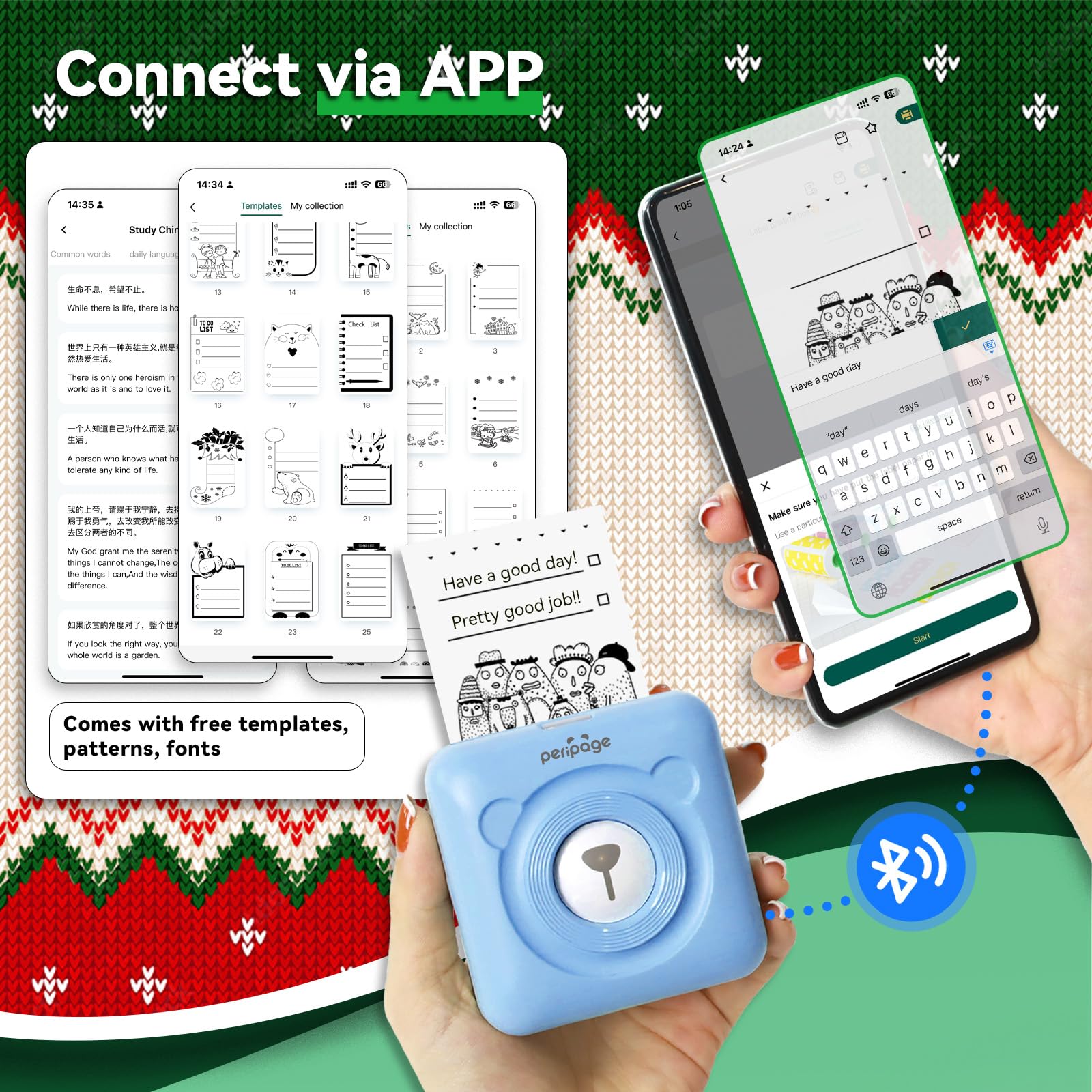 PeriPage A6 Mini Printer, Maximum Printing Width 2", Wireless Bluetooth Portable Thermal Printer, 203 DPI Clear Resolution, Connected Through Mobile APP, Can Print Labels, Stickers, Photos (Gift Box)