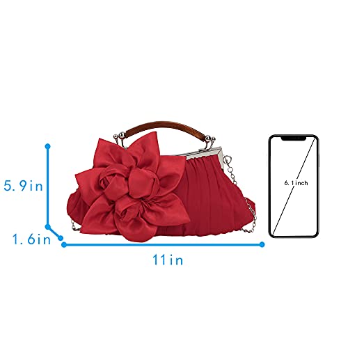 Goclothod Evening Bags for Women Cute Floral Clutch Purse Party Chain Handbag