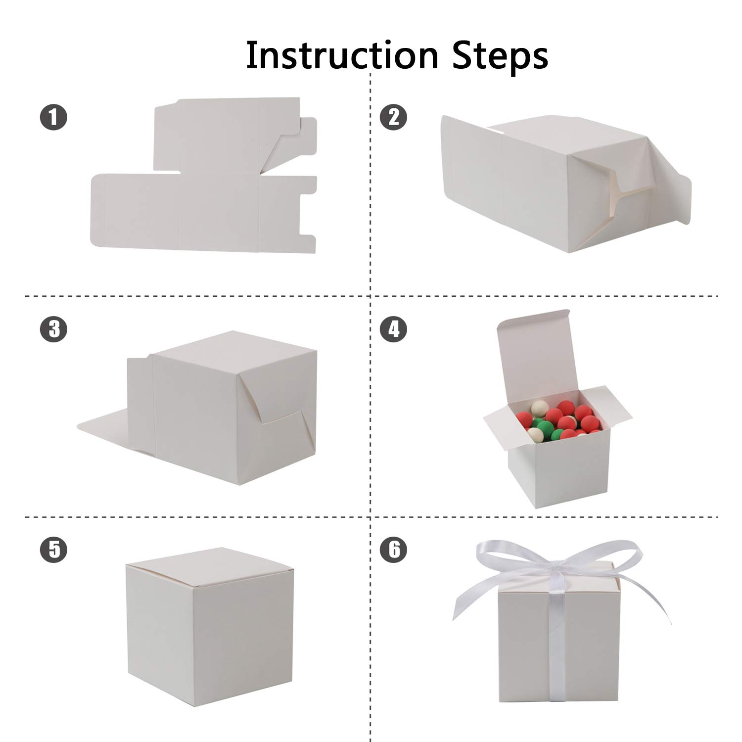 COTOPHER 60pcs Small Gift Boxes, Favor Boxes 2x2x2 inches Paper Gift Boxes with Ribbons Candy Box for Wedding Favors Baby Shower Bridal Shower Birthday Party (White)