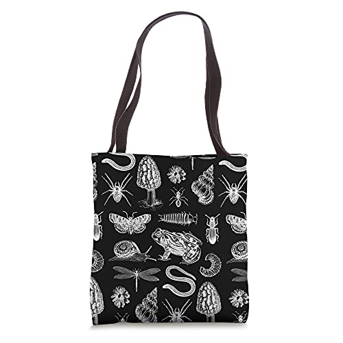 Frog Mushroom Snail Moth Insect Vintage Biology Goblincore Tote Bag