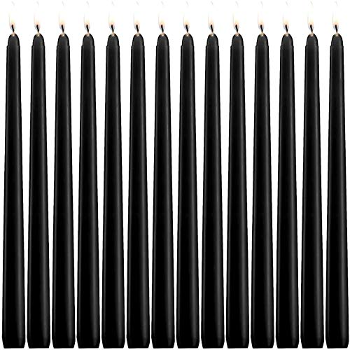Howemon 14 Pack Black Taper Candles 12 Inch Tall 3/4 Inch Thick Burn 10 Hours