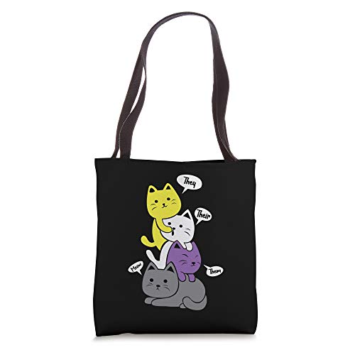 Nonbinary They Their Them Meow Cute Non-Binary Flag Kawaii Tote Bag
