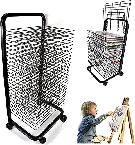 CENAP Art Drying Rack, Drying Rack, Mobile Art Drying Rack, with Wire Rack for Artwork, Drying and Printing Rack, Perfect for Educational Schools and Art Clubs (Size : 35-Layer)
