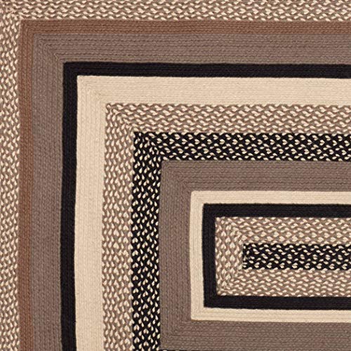 VHC Brands Jute Area Rug with Non-Skid Pad, Rectangular, Black & Tan, 60x96