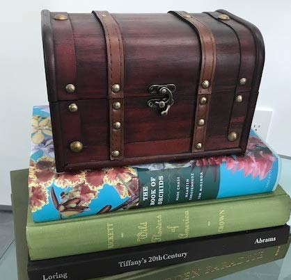 Wood and Leather Treasure Chest Box Decorative Storage Chest Box with Lock | Handcrafted Decorative Boxes with Lids for Home Decor | Wood Box with Lid | Small Chest | Wooden Stash Box