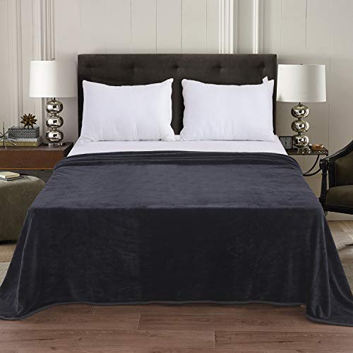 Hokly Soft Blanket Twin Size for All Season Warm Fuzzy Throw Blankets for The Bed Sofa Thermal Lightweight 350GSM Dark Grey 66"*90"