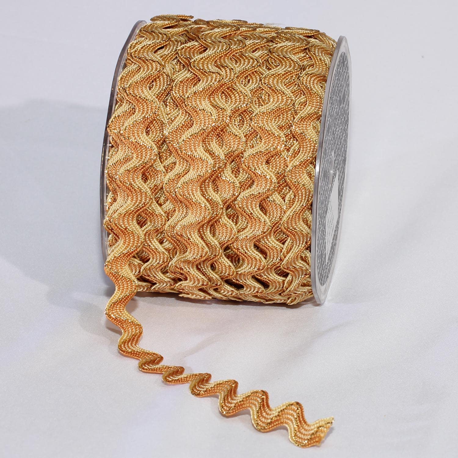 Set of 1 Ivory Woven Edge Rick Rack with Gold Craft Ribbon .5" x 55 Yards