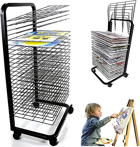 CENAP Art Drying Rack, Mobile Art Drying Rack with Wire Rack for Artwork, Drying and Printing Rack, Perfect for Schools and Art Clubs (Size : 25-Layer)
