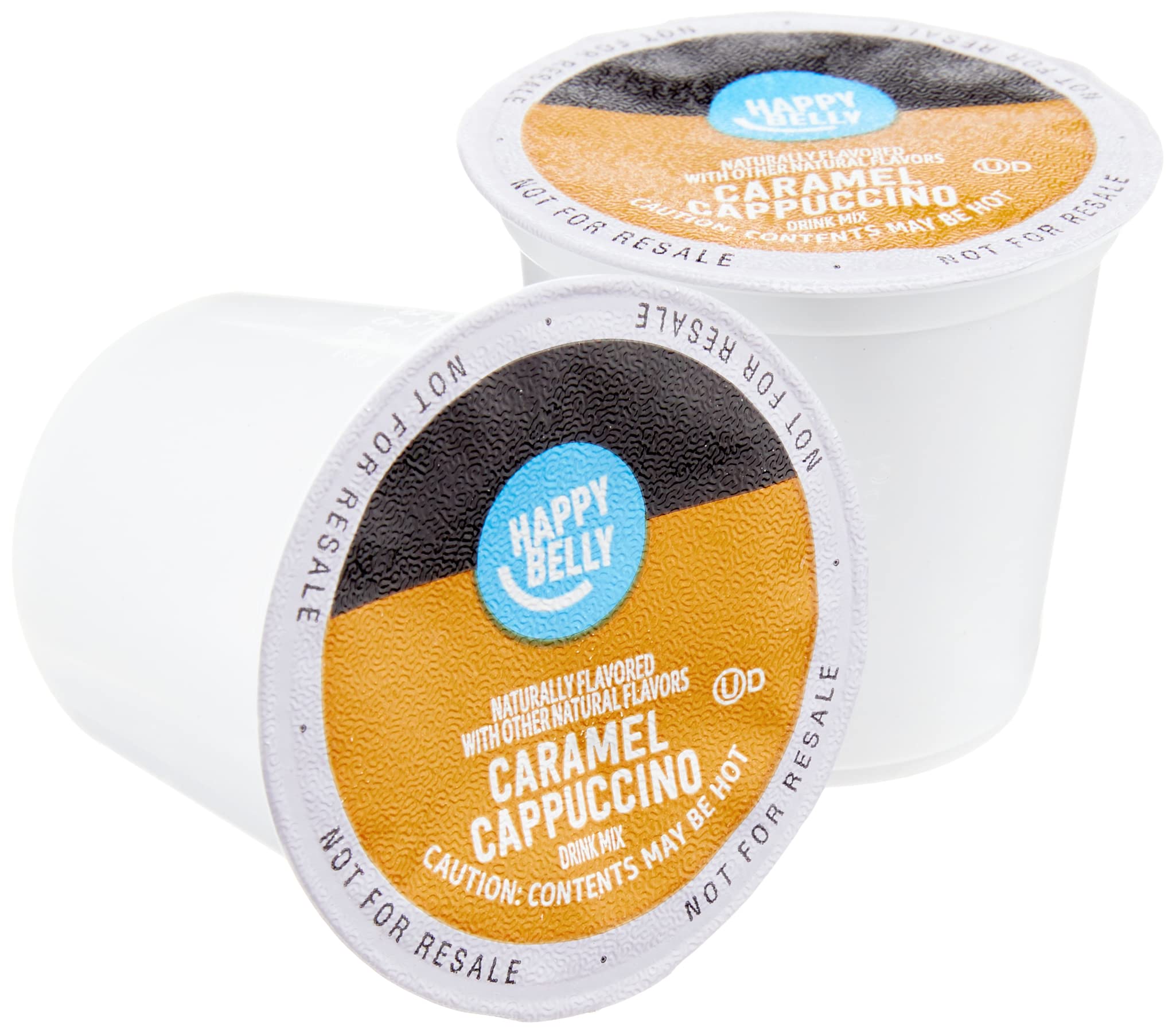Amazon Brand - Happy Belly Cappuccino Coffee Pods Compatible with 2.0 K-Cup Brewers, Caramel Flavored, 24 Count