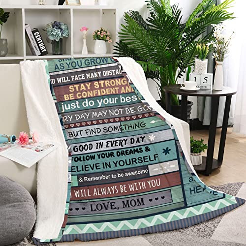 Ivivis to My Son Blanket from Mom, Gifts for Son Throw Blankets for Bed Couch Sofa, Super Soft Lightweight Flannel Fleece Blankets with Positive Encourage for Son Birthday Valentines Day Gift 40"x50"