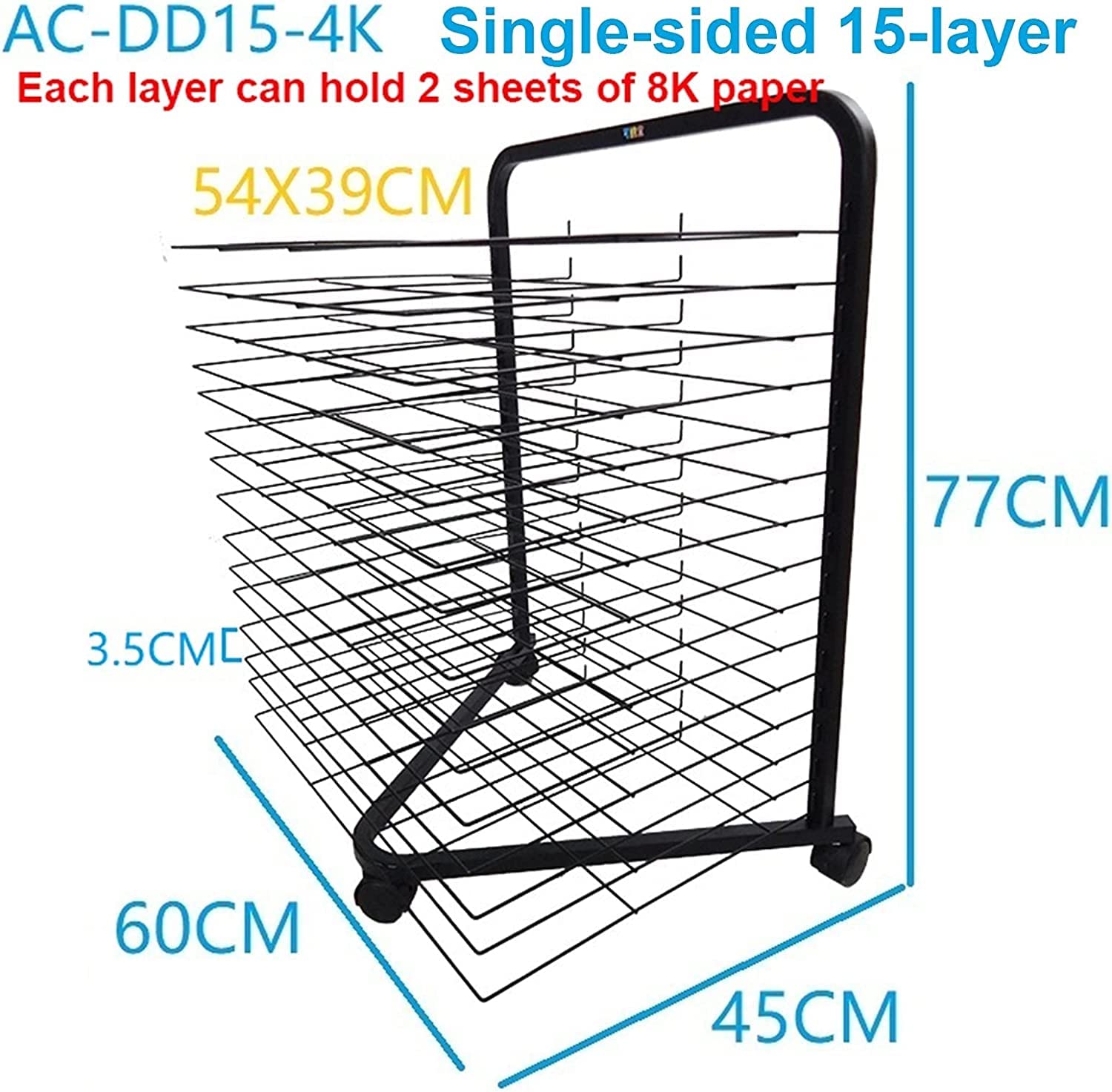 CENAP Art Drying Rack, 15 Tier Mobile Classroom Drying Rack with Removable Wire Rack for Art Studio and Home Use, Drying and Printing Rack