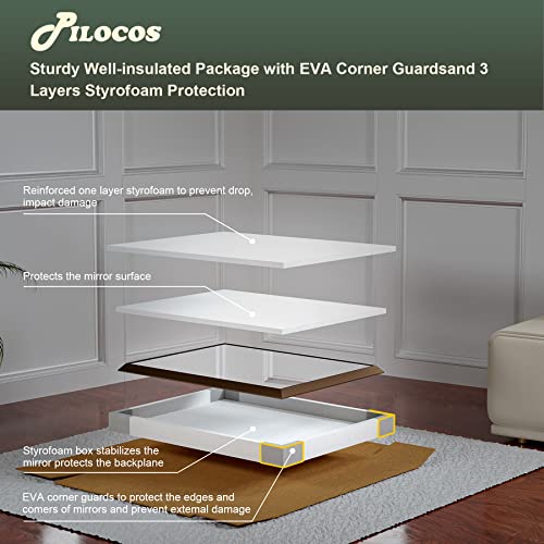 PILOCOS Upgraded 65 x 22 Inch Full Length Floor Mirror, Bronze Wall Mounted Full Body Mirror with Beveled Stereoscopic Aluminum Alloy Frame, Large Dressing Mirror for Living Room/Entryway/Bedroom