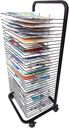 Art Drying Rack, Mobile Classroom, Art Studio, 25 Tier Mobile Drying Rack with Wire Rack for Artwork, Drying and Printing Rack (Color : 25-Layer)