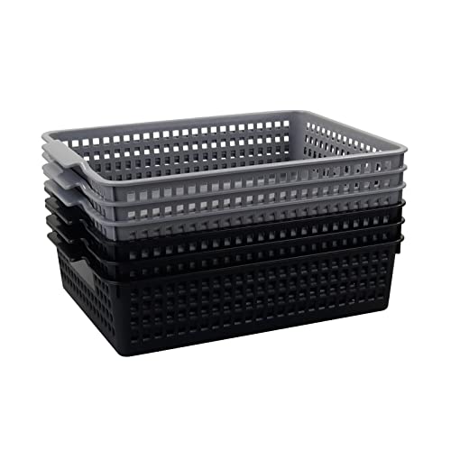 Qqbine A4 Plastic Storage Basket Tray, Classroom Paper Baskets, 6 Packs