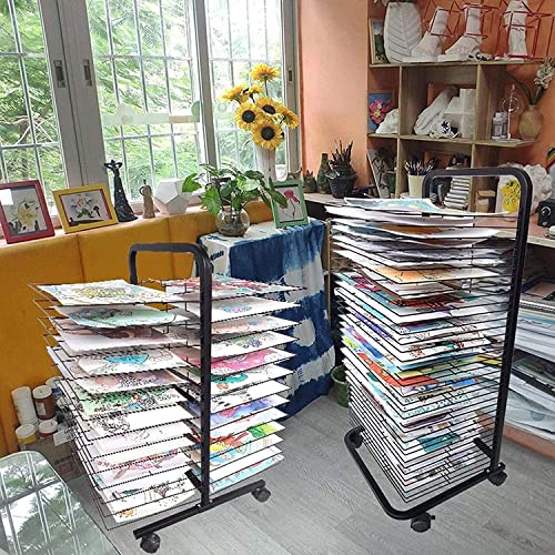 Art Drying Rack, 35 Tier Mobile Art Drying Rack with Wire Rack for Artwork, Ideal for Schools and Art Clubs, Drying and Printing Racks