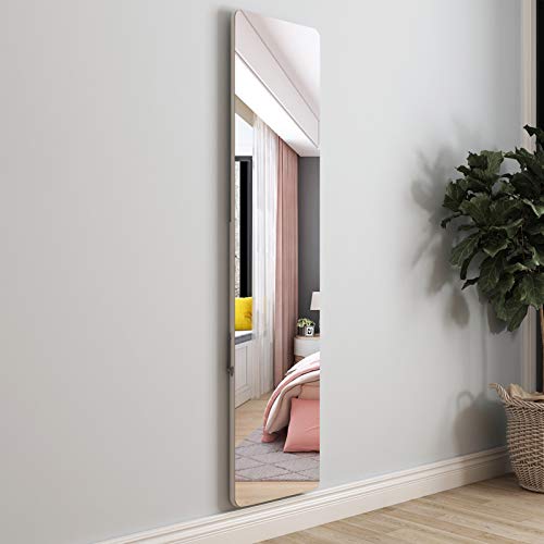 SogesHome 63'' x 15'' Full Length Body Mirror, Full Body Mirror Wall Mirror, Floor Mirror with Stand, Dressing Mirror for Bedroom, Living-Room, White