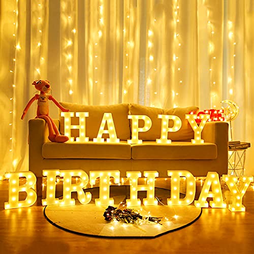 Brightdeco 155 Bulbs Light Up Happy Birthday Sign LED Marquee Letter Sign Anniversary Party Night Lamp Banquet Props