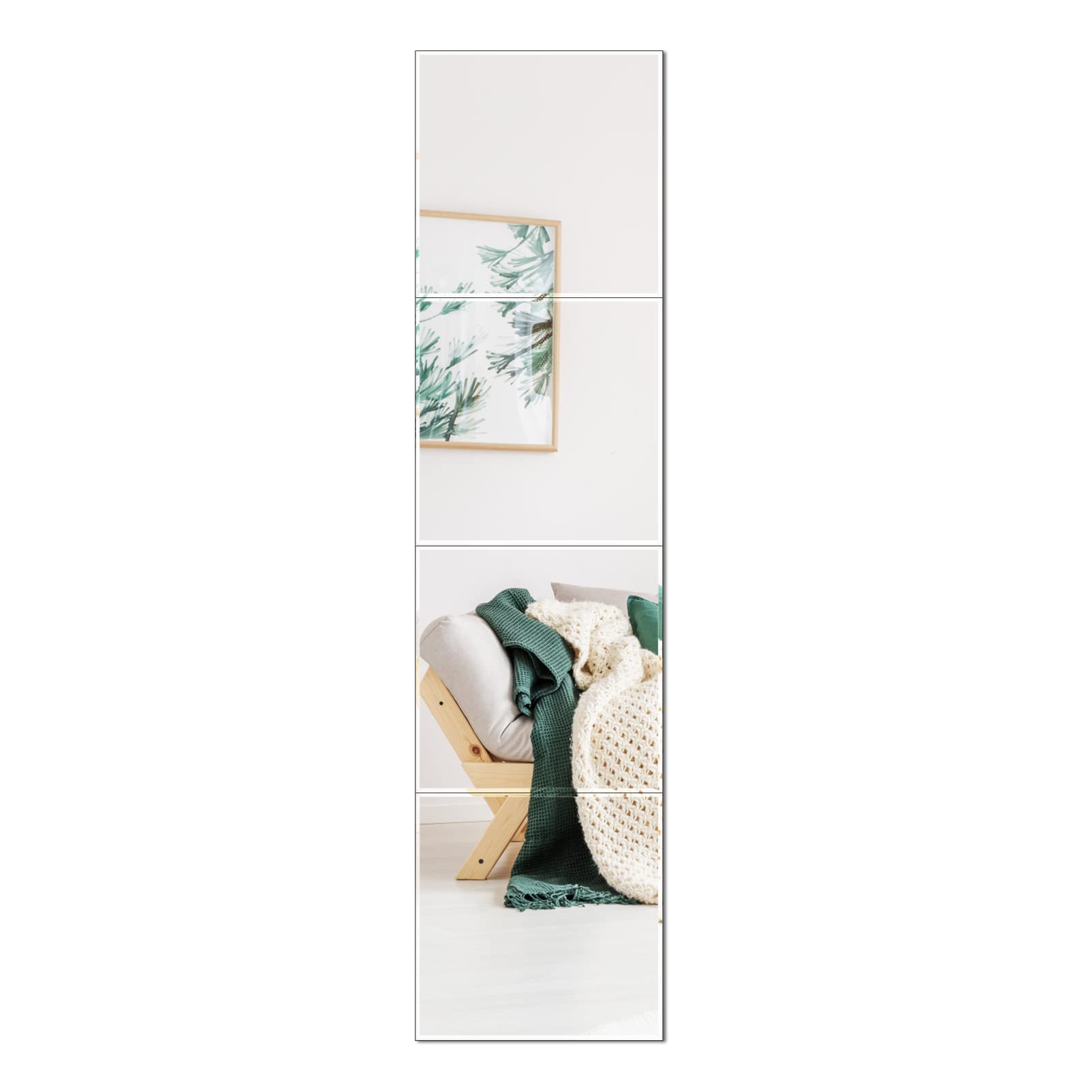 PETAFLOP 14x48 Inch Full Length Mirror Wall Mounted and 4PCS 11x11 Inch Mirror Tiles