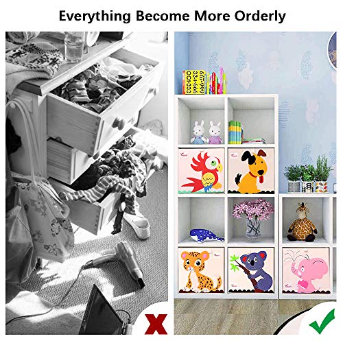 SITAKE 2 Pcs Foldable Animal Toy Storage Box/Bin/Cube, Collapsible Storage Organizer Chest Basket Container for Kids, Toddlers, Boys and Girls(13 x 13 x 13 Inch, Tiger & Koala)