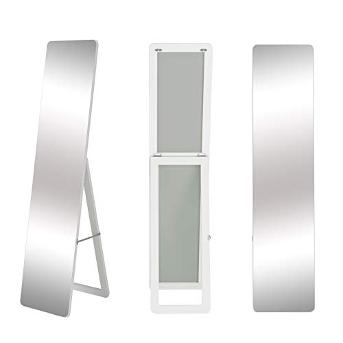 SogesHome 63'' x 15'' Full Length Body Mirror, Full Body Mirror Wall Mirror, Floor Mirror with Stand, Dressing Mirror for Bedroom, Living-Room, White