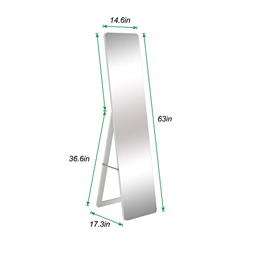 SogesHome 63'' x 15'' Full Length Body Mirror, Full Body Mirror Wall Mirror, Floor Mirror with Stand, Dressing Mirror for Bedroom, Living-Room, White