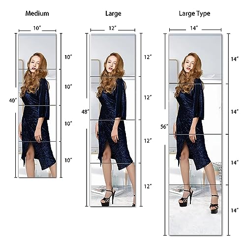 Unbreakable Full Length Mirror Wall Mounted Cheap,Extra Thick 0.14",48"x12" 4Pcs 12"x12",Made of Shatterproof Plexiglass Acrylic,Long Mirrors for Bedroom,Workout Mirrors for Home Gym Wall