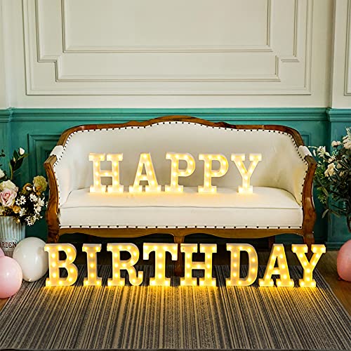 Brightdeco 155 Bulbs Light Up Happy Birthday Sign LED Marquee Letter Sign Anniversary Party Night Lamp Banquet Props