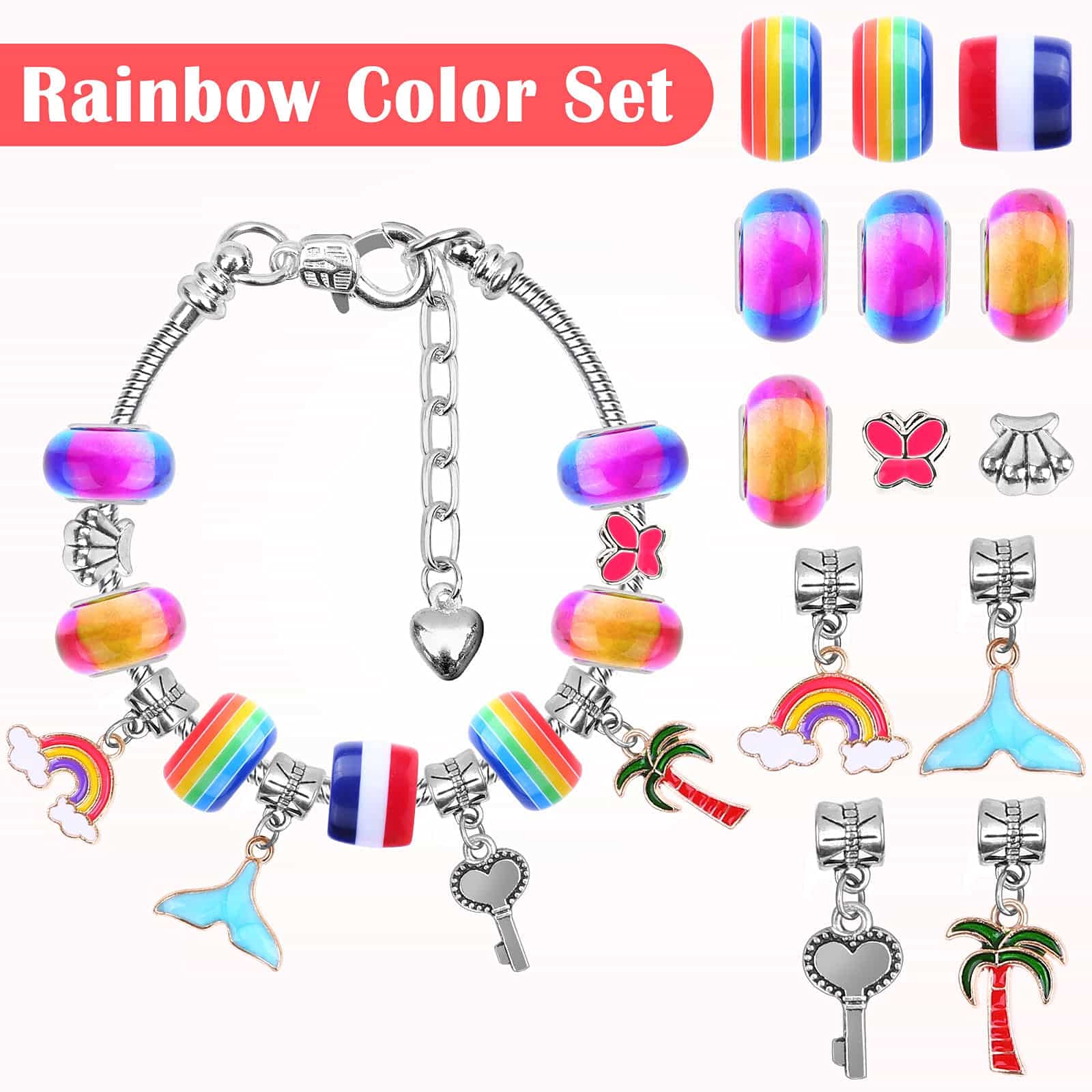 85 Pcs Charm Bracelet Making Kit, Acejoz DIY Charm Bracelets Beads for Girls, Adults and Beginner Jewelry Making Kit