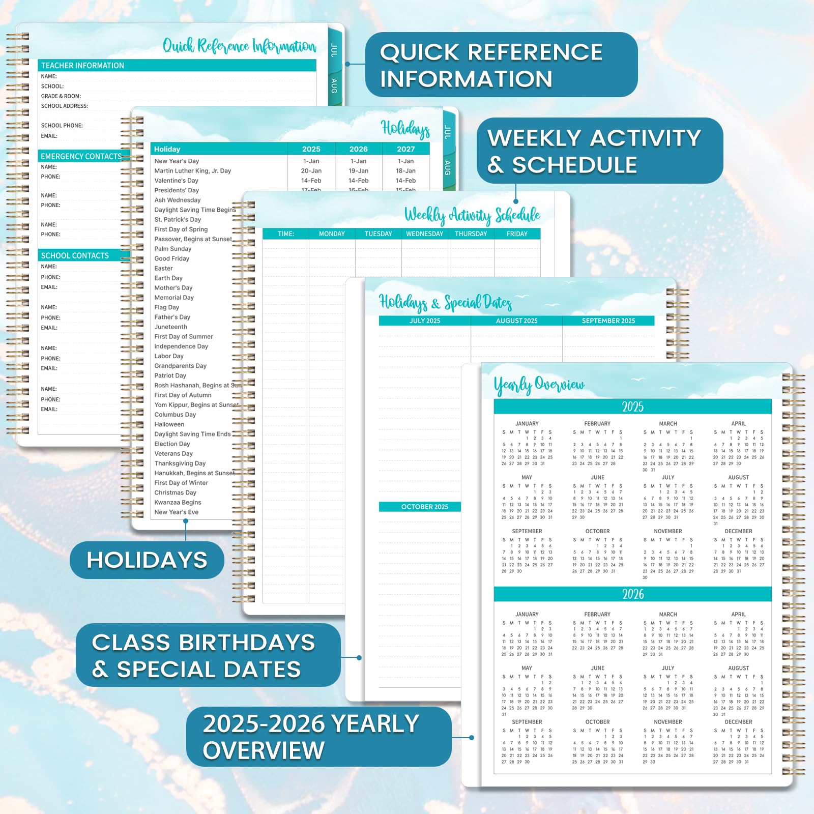 Planner 2023-2024 - Jul.2023 - Jun.2024, 2023-2024 Planner, Academic Planner 2023-2024, 2023-2024 Planner Weekly & Monthly with Tabs, 8" x 10", Flexible Cover, Twin-Wire Binding - Black Waterink