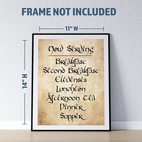 Daily Meals Menu Wall Print - Fan Inspired Home Wall Decor - Second Breakfast Kitchen Sign - Perfect Gift for LOTR Fans - 11x14 - Unframed