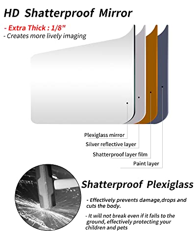 Unbreakable Full Length Mirror Wall Mounted Cheap,Extra Thick 0.14",48"x12" 4Pcs 12"x12",Made of Shatterproof Plexiglass Acrylic,Long Mirrors for Bedroom,Workout Mirrors for Home Gym Wall