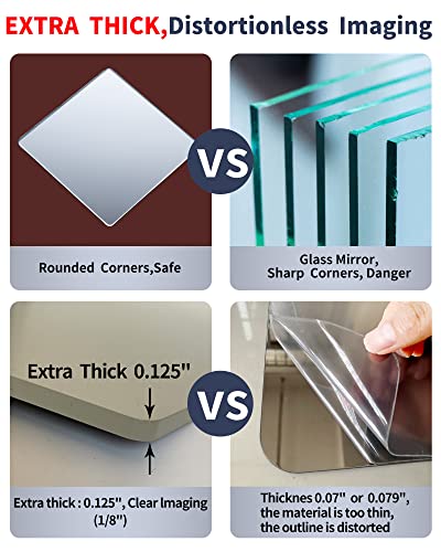 Unbreakable Full Length Mirror Wall Mounted Cheap,Extra Thick 0.14",48"x12" 4Pcs 12"x12",Made of Shatterproof Plexiglass Acrylic,Long Mirrors for Bedroom,Workout Mirrors for Home Gym Wall